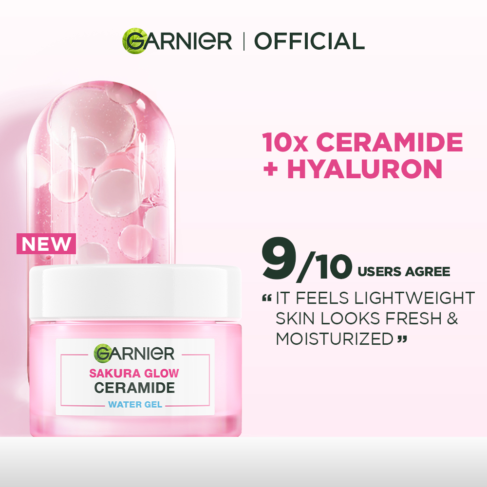 NEW Garnier 10x Ceramide Sakura Glow Water Gel Moisturizer with ...