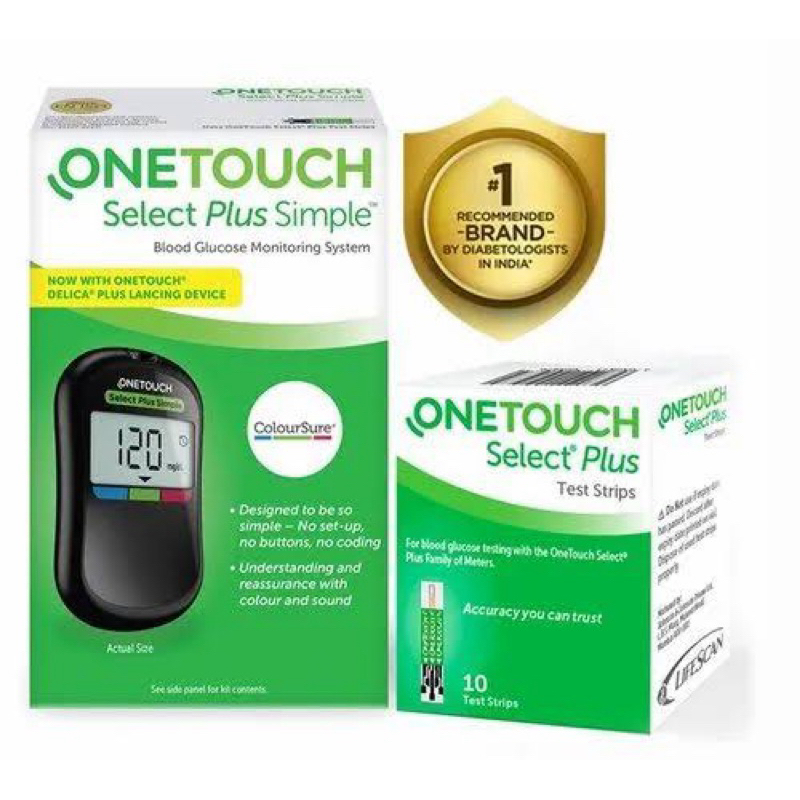 One Touch Select Plus Glucometer Machine + 10free strips | Shopee ...