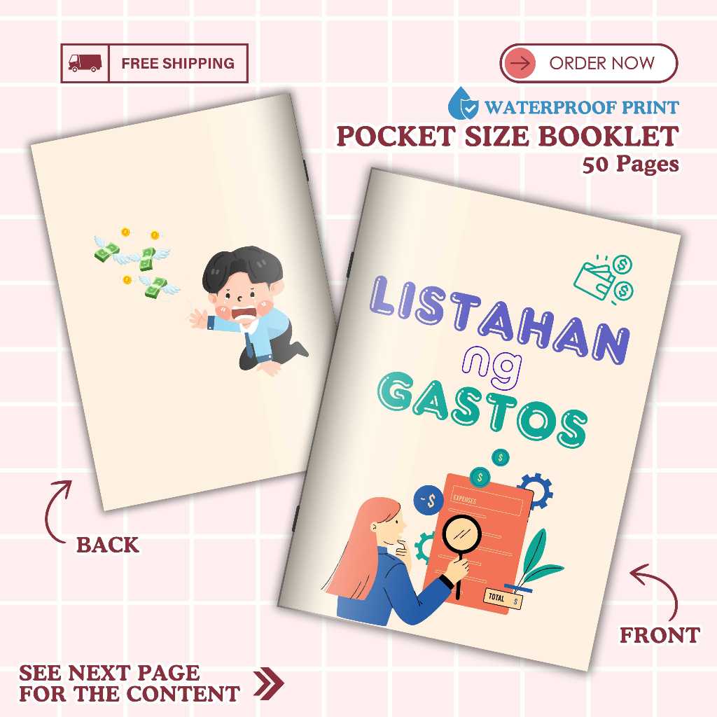 Listahan ng Gastos Pocket Size Stapled Booklet 25 Sheets (50 Pages ...