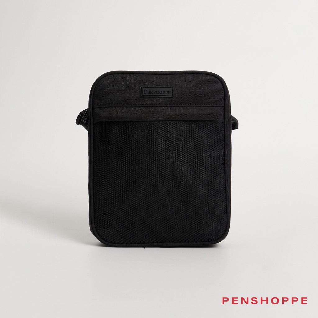 Penshoppe Regular Sling Bag with Woven Label For Men (Black/Dark Gray) | Shopee Philippines