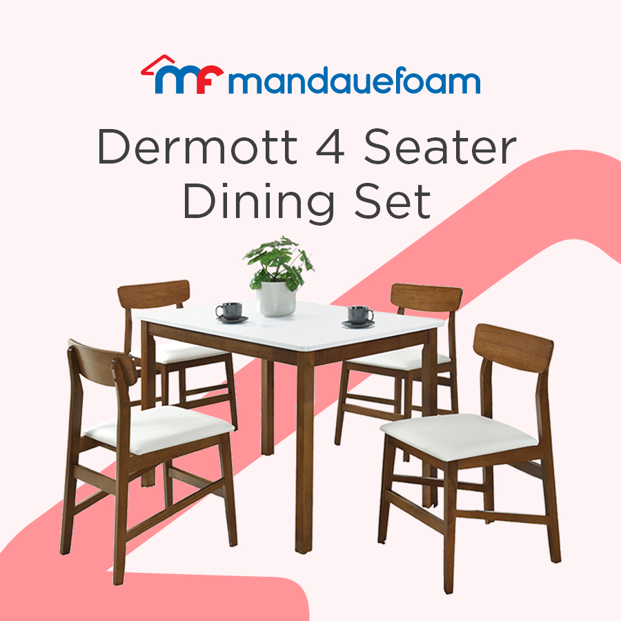Mandaue Foam Dermott 4 Seater Dining Set - White + Walnut | Shopee ...