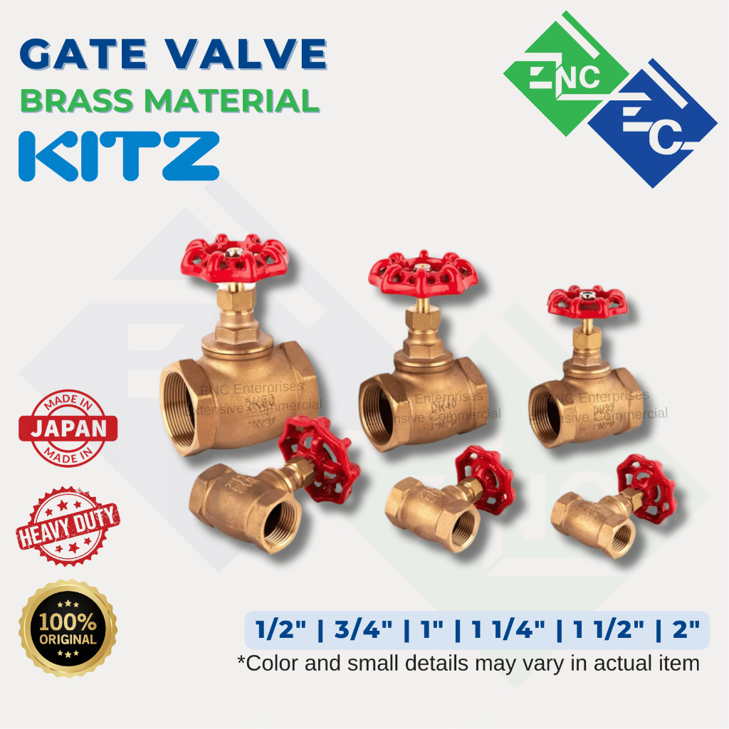 Gate Valve | Threaded Brass | Kitz Brand | High Quality | 1/2" | 3/4 ...