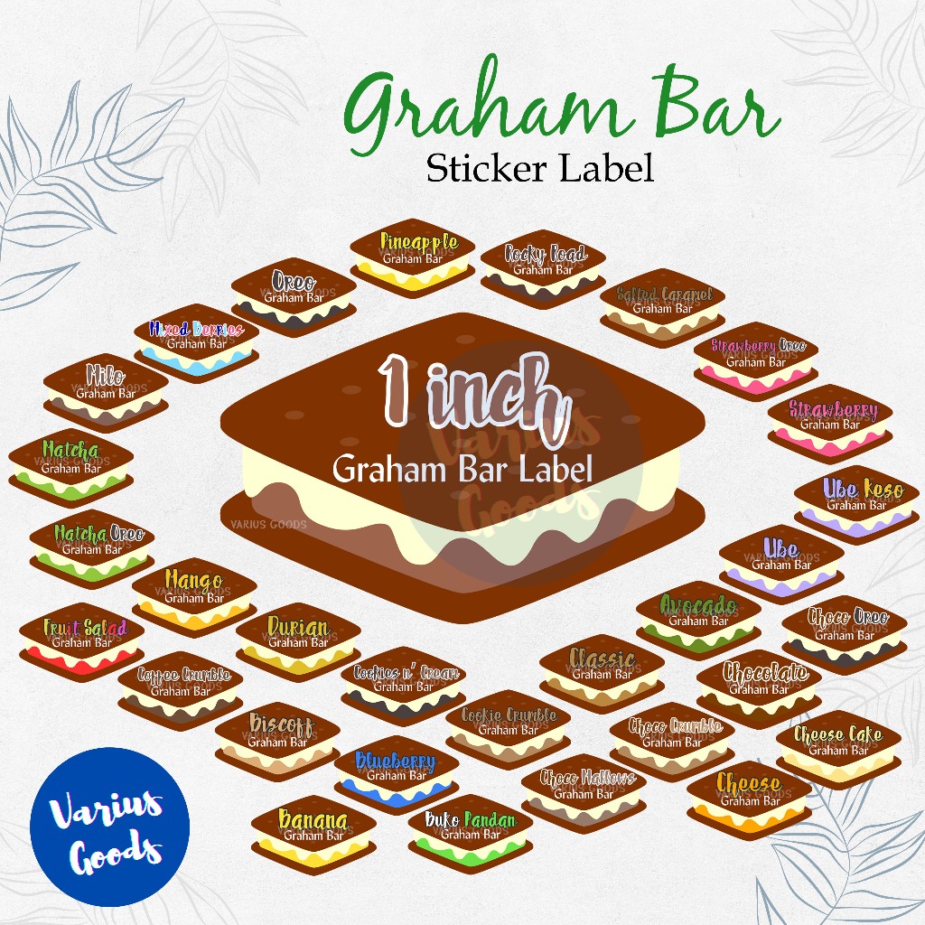 1 inch Graham Bar Shaped - Graham Label Smudgeproof Waterproof Graham ...