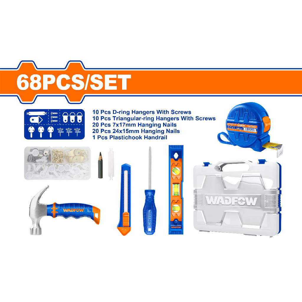 WADFOW 68PCS Picture Hanging Tools Set Hand Tool Kit Set Household Tools Set WHS2B68 •BUILDMATE ...