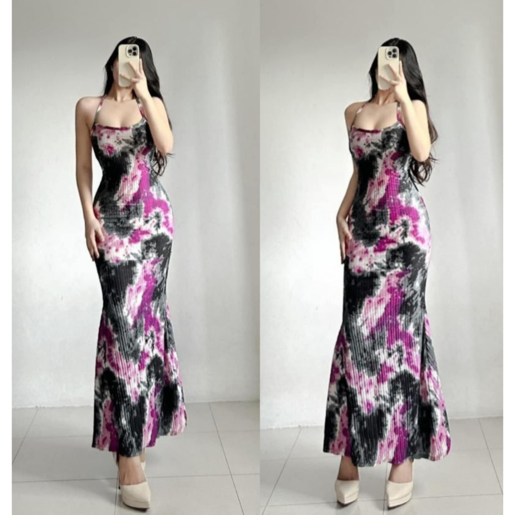 DBS MONICA MERMAID Maxi Bodycon Dress Stretch Knit Fabric Fit SMALL to ...