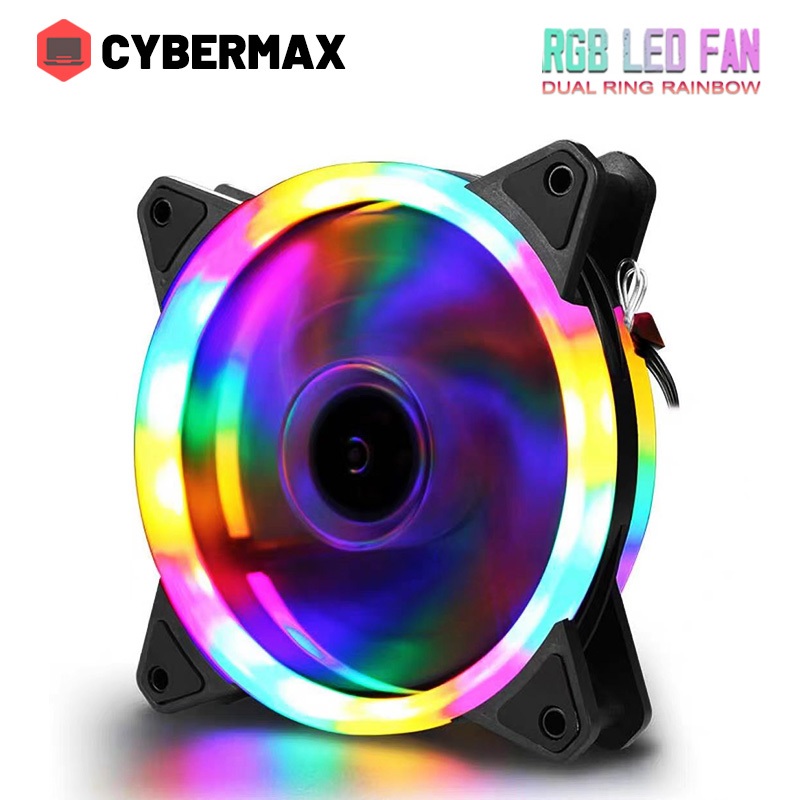 YGT 120mm RGB Case Fan Double Ring LED Rainbow Computer Case Fan ...