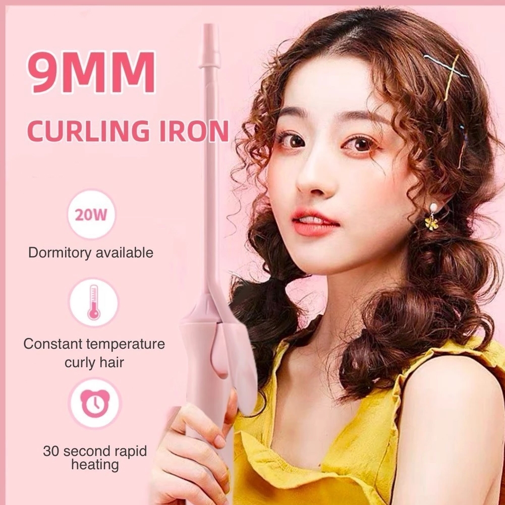 9MM Hair Curler Fast Heating Small Power Portable Curling Iron Retro ...