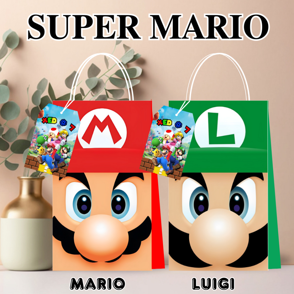 Mario Loot bag and Luigi Loot bag customize super mario loot bag paper ...