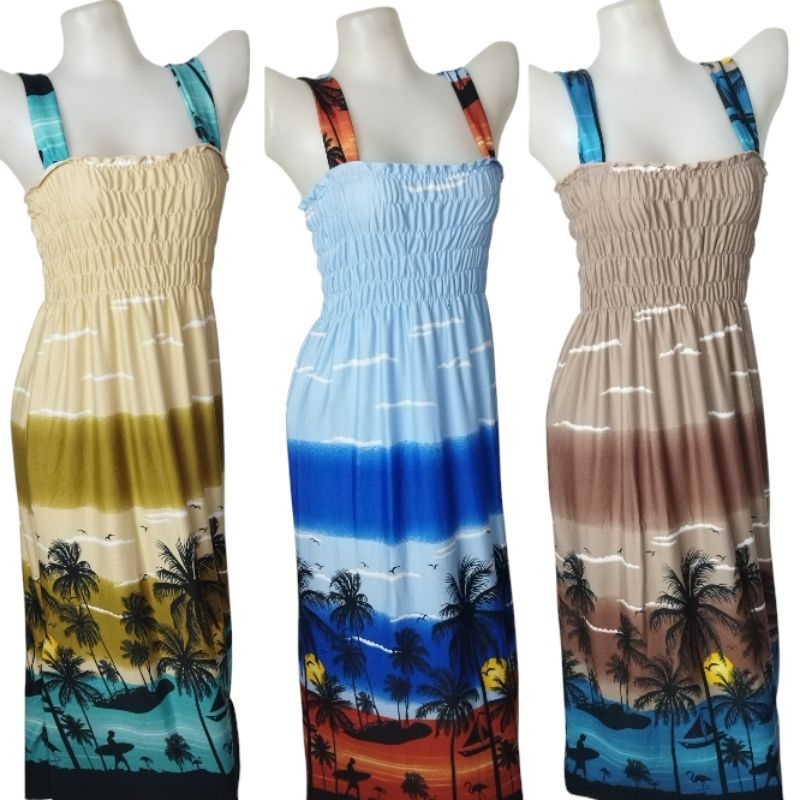 Long Dress | Smocking Daster | Spaghetti Duster | Flat Strap Dress ...