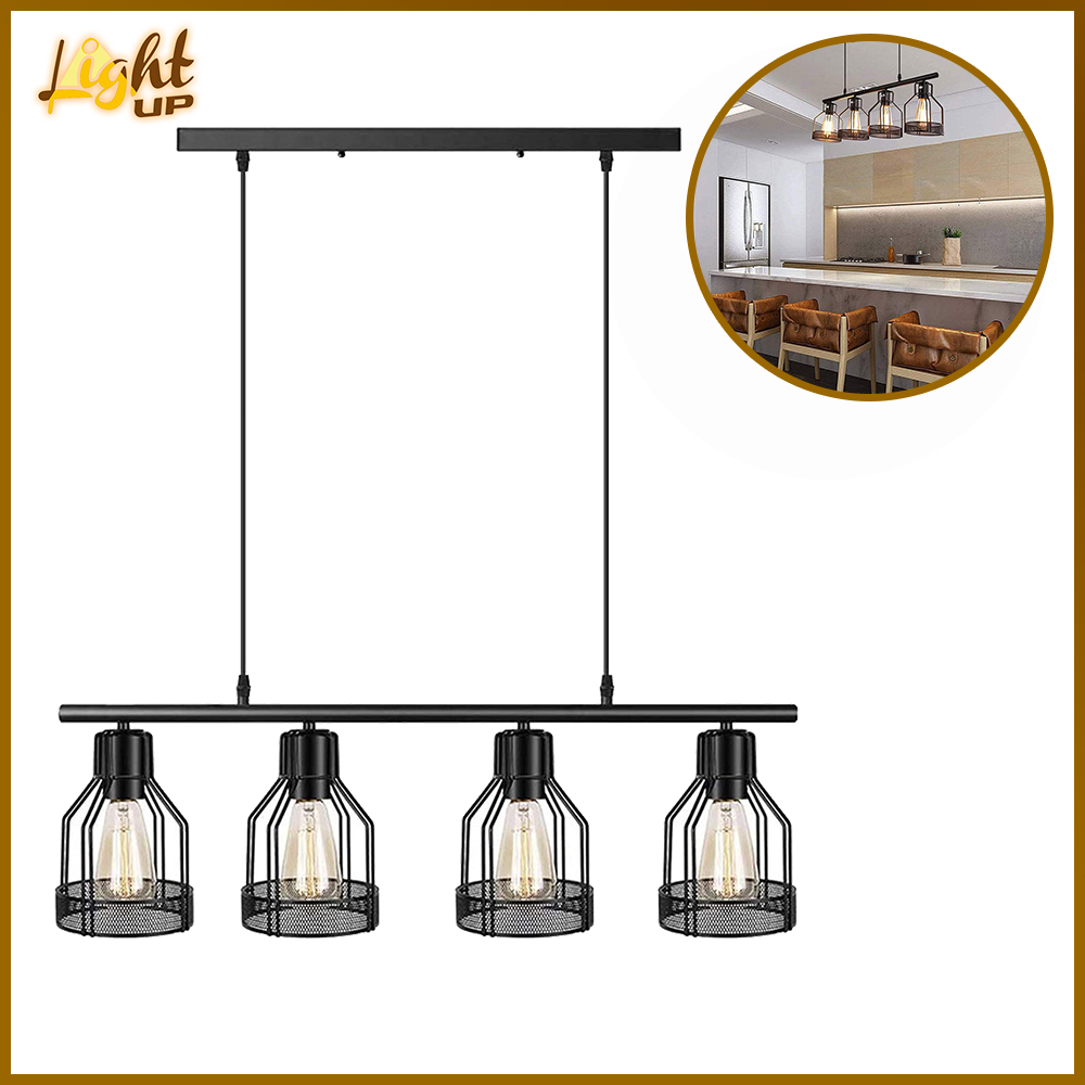 LIGHT UP 4-Light Farmhouse Black Kitchen Island Lighting - Adjustable ...