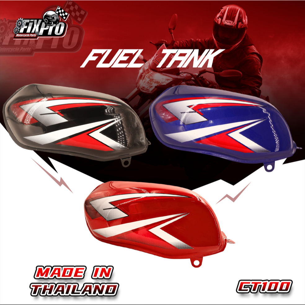 FIX PRO Motorcycle THAISPEED FUEL TANK/GAS TANK For CT100 BLACK/RED ...