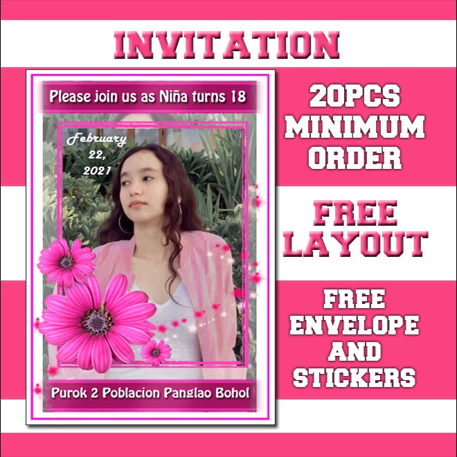 Debut Pink Theme Invitation (FreeLayout) 3r size 18th birthday party ...
