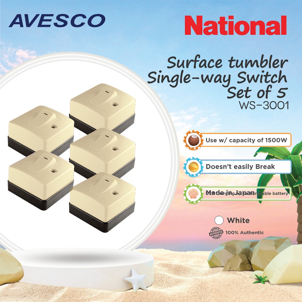 National | Surface Tumbler Single-Way Switch | WS-3001 | White | 300V ...