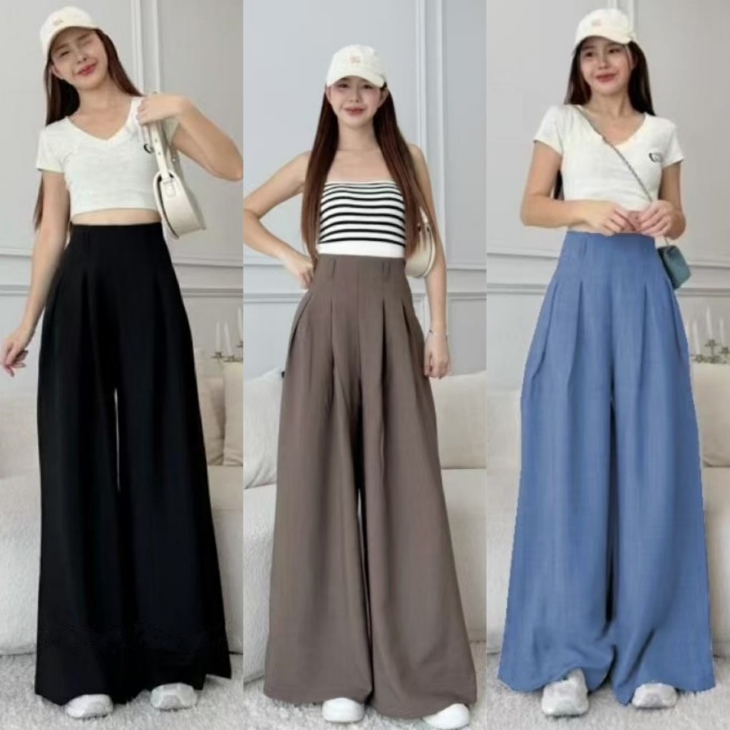 DEPH Polyester Wide Tailored Trousers For Women's Casual Attire Korean ...