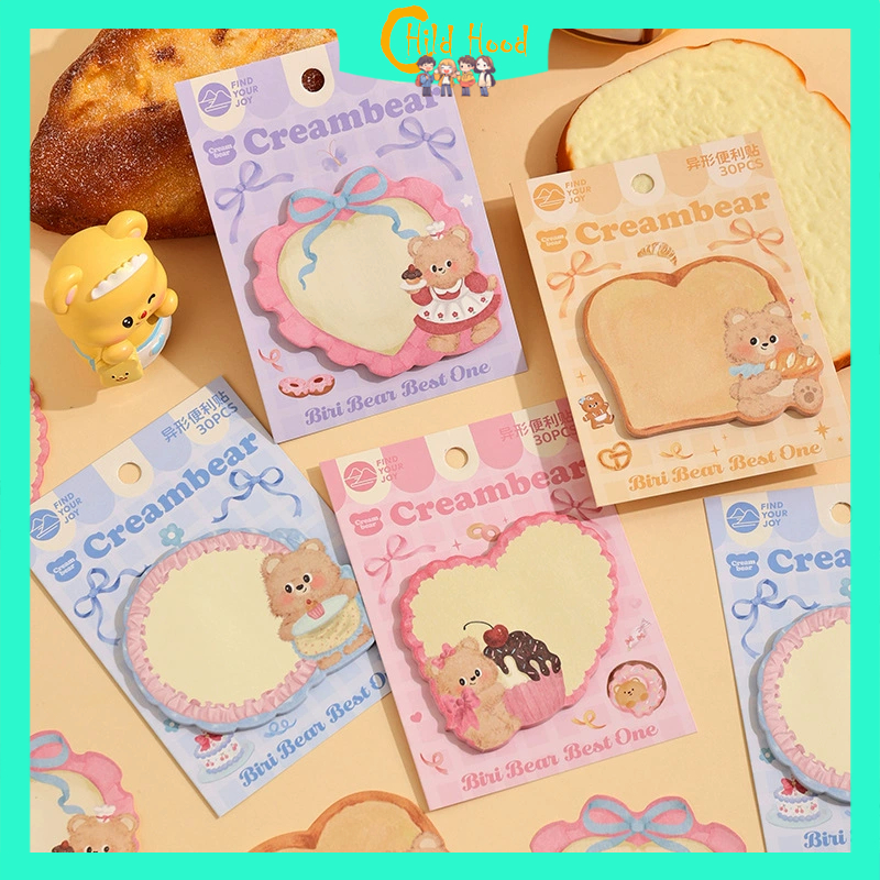Creamy Bear Cute Girl Special Shape Post-it Notes Creative Hand Drawn ...