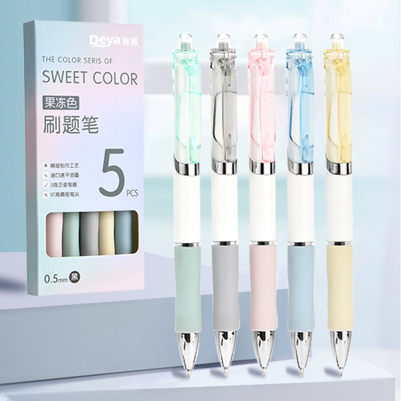 HGS 5Pcs/Box Black Ink Pen Sign Pen Press The Ballpoint Pen 0.5mm Gel ...