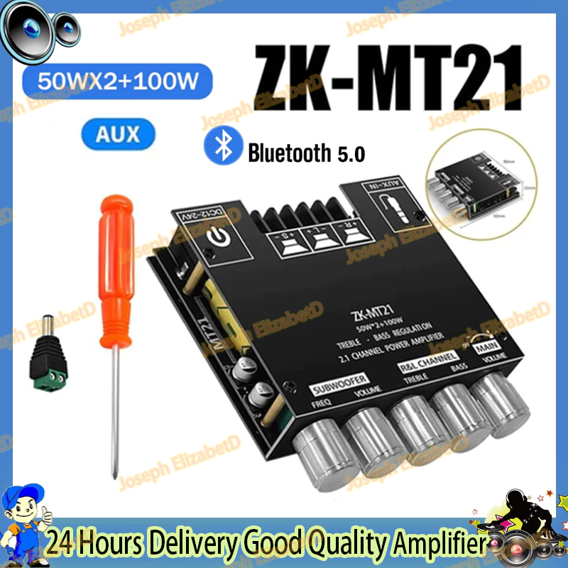 ZK-MT21 2.1 Channel Bluetooth 5.0 Subwoofer Amplifier Board 50WX2+100W Power Audio Stereo Board ...