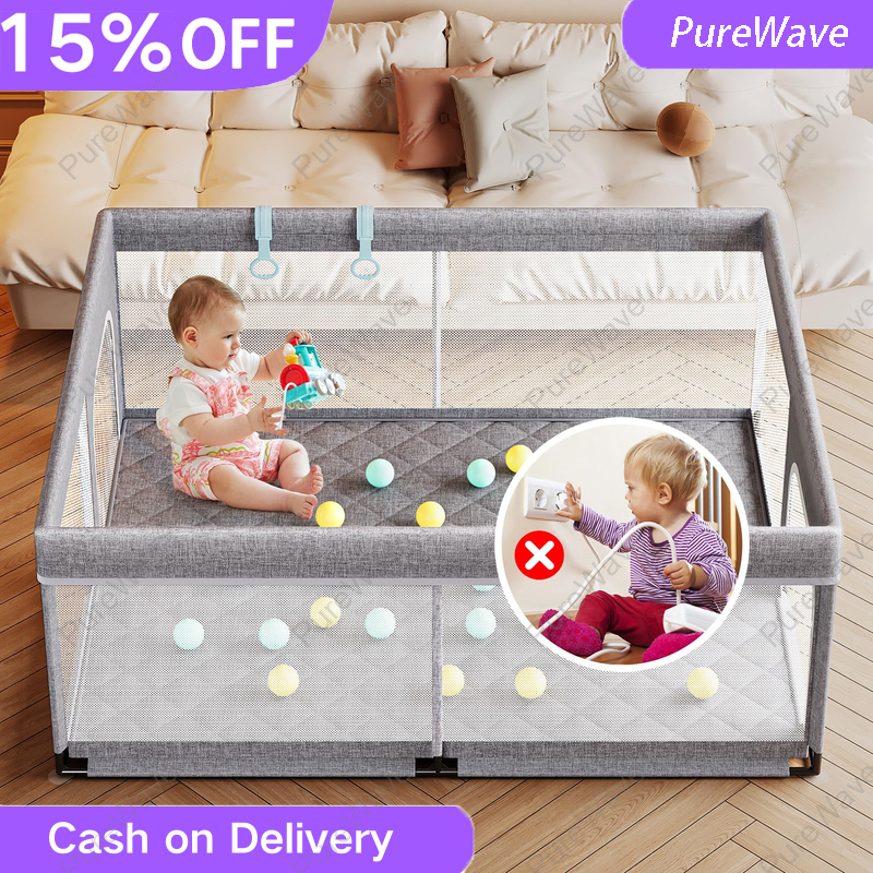 PureWave Playpen For Baby Foam Toddler Crawl With Free Balls And Mat ...