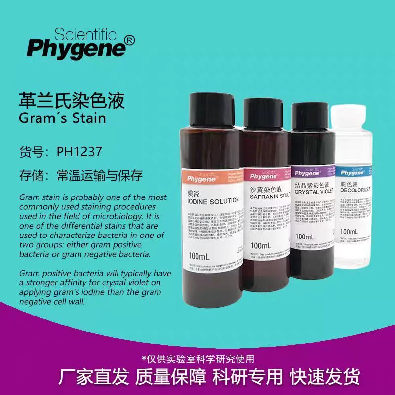 Gram staining solution, Standard Gramˊs Stain A set of four bottles ...