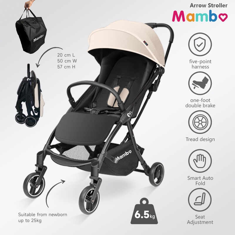 Mambo Baby Auto Fold Pocket Travel Stroller Cabin Friendly Fully ...