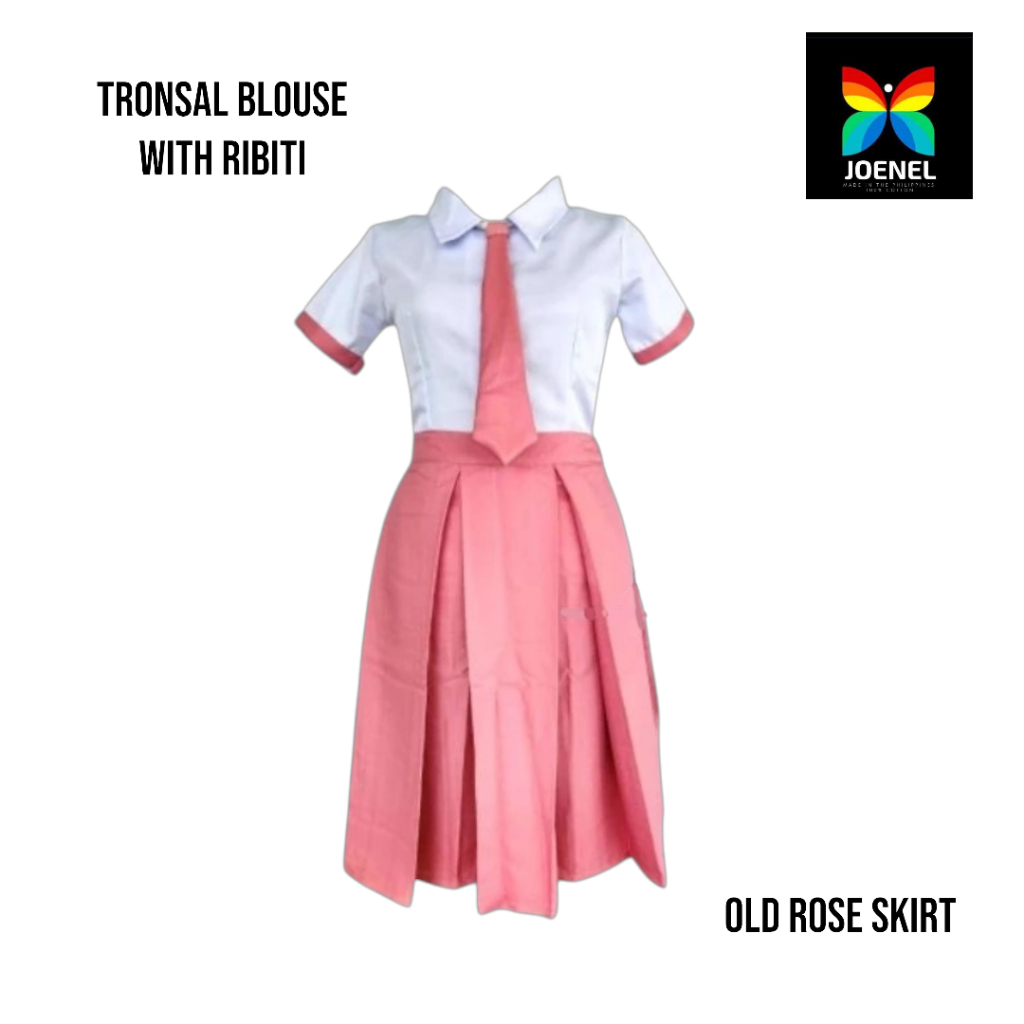Joebel school uniform individual price Straight Cut Blouse With Ribiti Old Rose Skirtl | Shopee ...