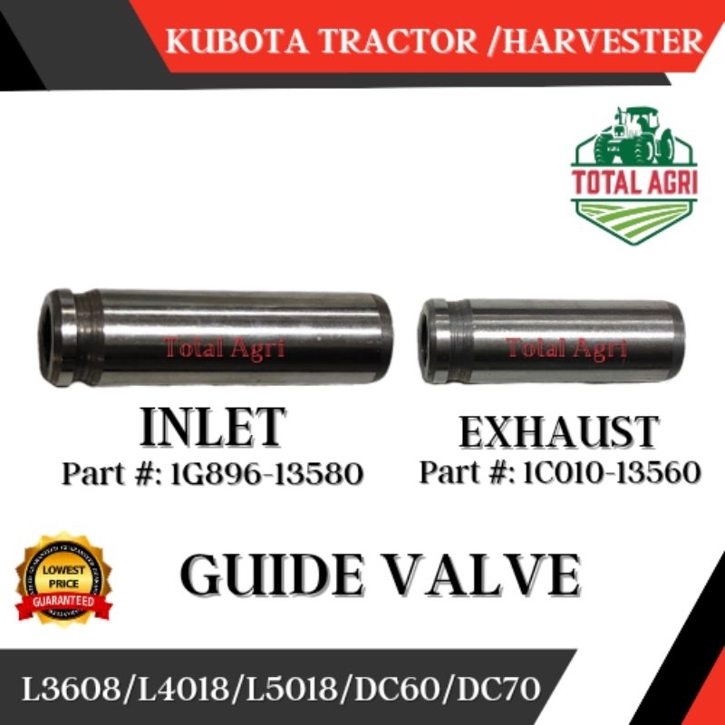 Guide Valve Inlet/Exhaust Kubota Tractor Harvester DC60 DC70 L3608 ...