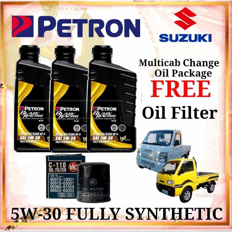 Suzuki Multicab Change Oil Set, Petron 5W-30 Fully Synthetic Engine Oil ...