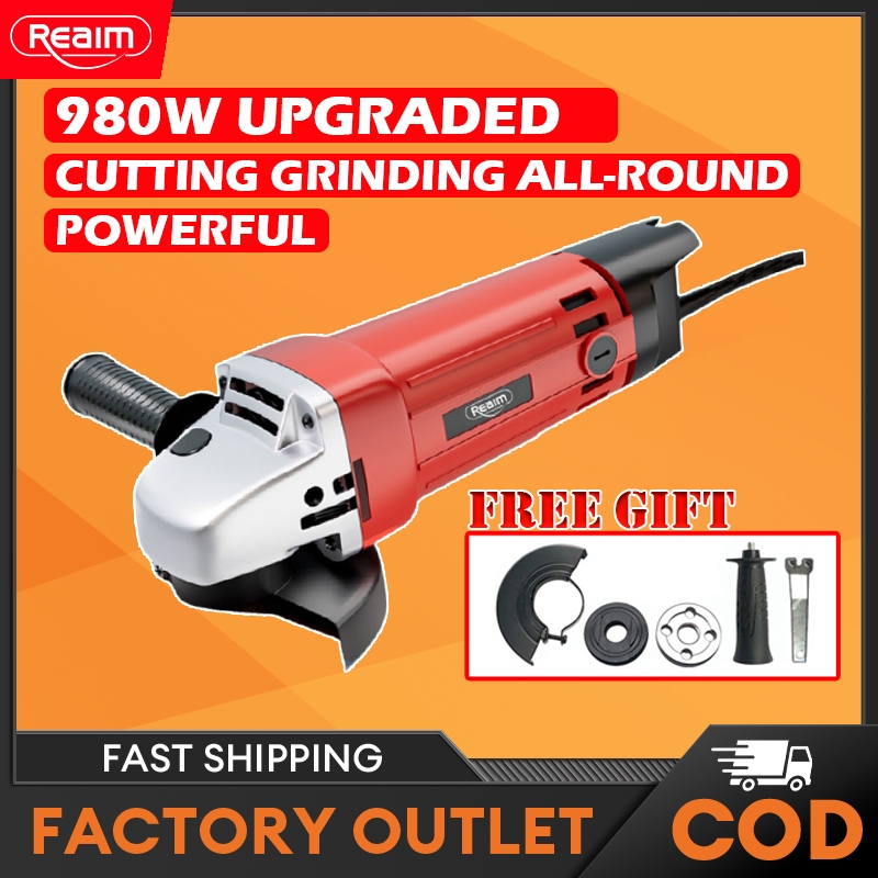 REAIM 980W Angle Grinder Original Heavy Duty Powerful Industrial | Shopee Philippines