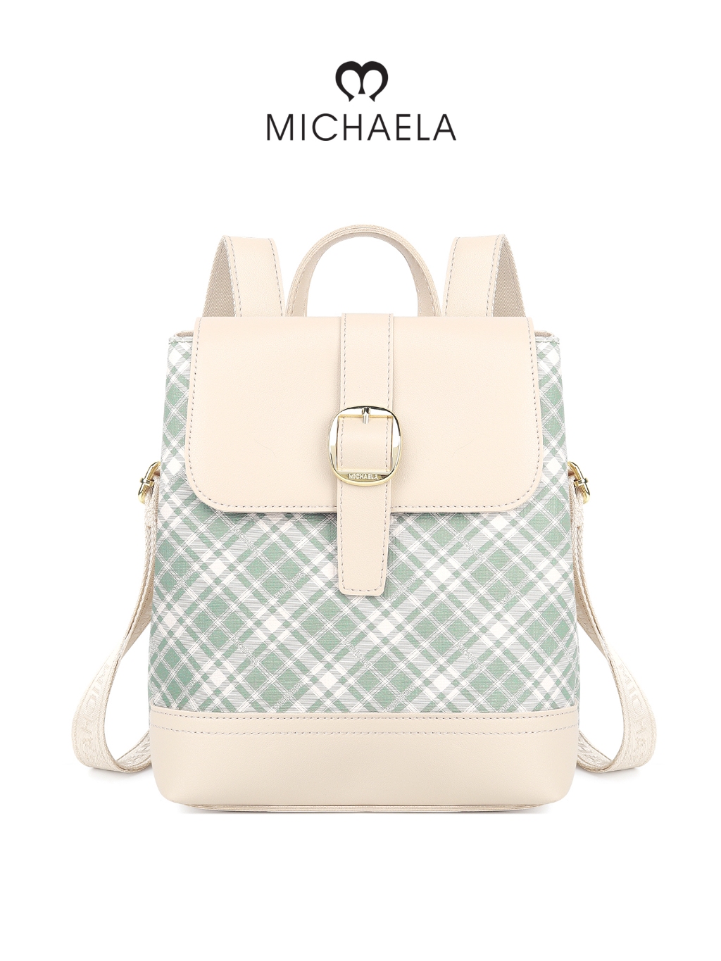MICHAELA Two-Tone Checkered Backpack Preppy Chic Spacious for College ...