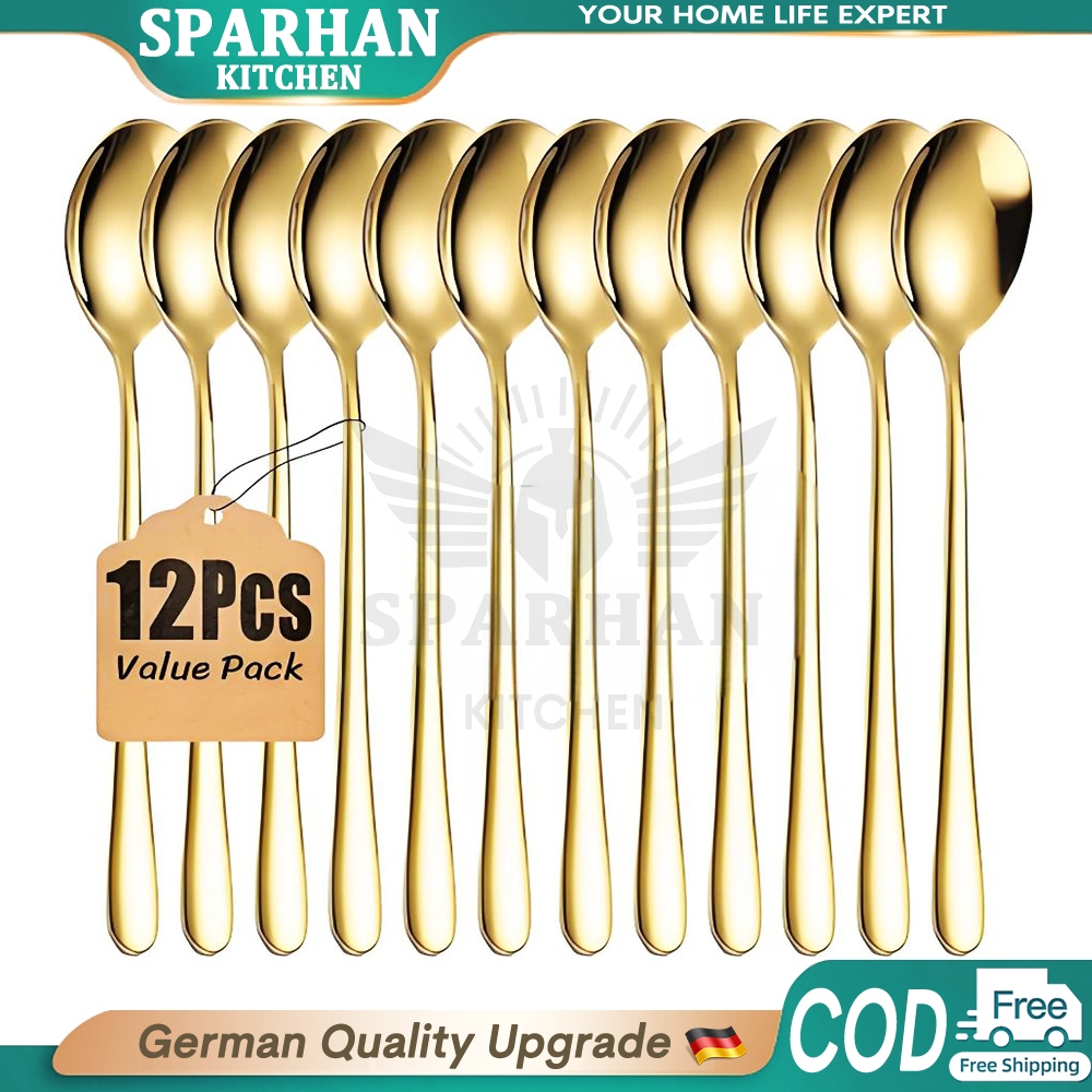 12PCS Elegant European Cutlery Dinner Spoon And Fork Knife Set Makapal ...