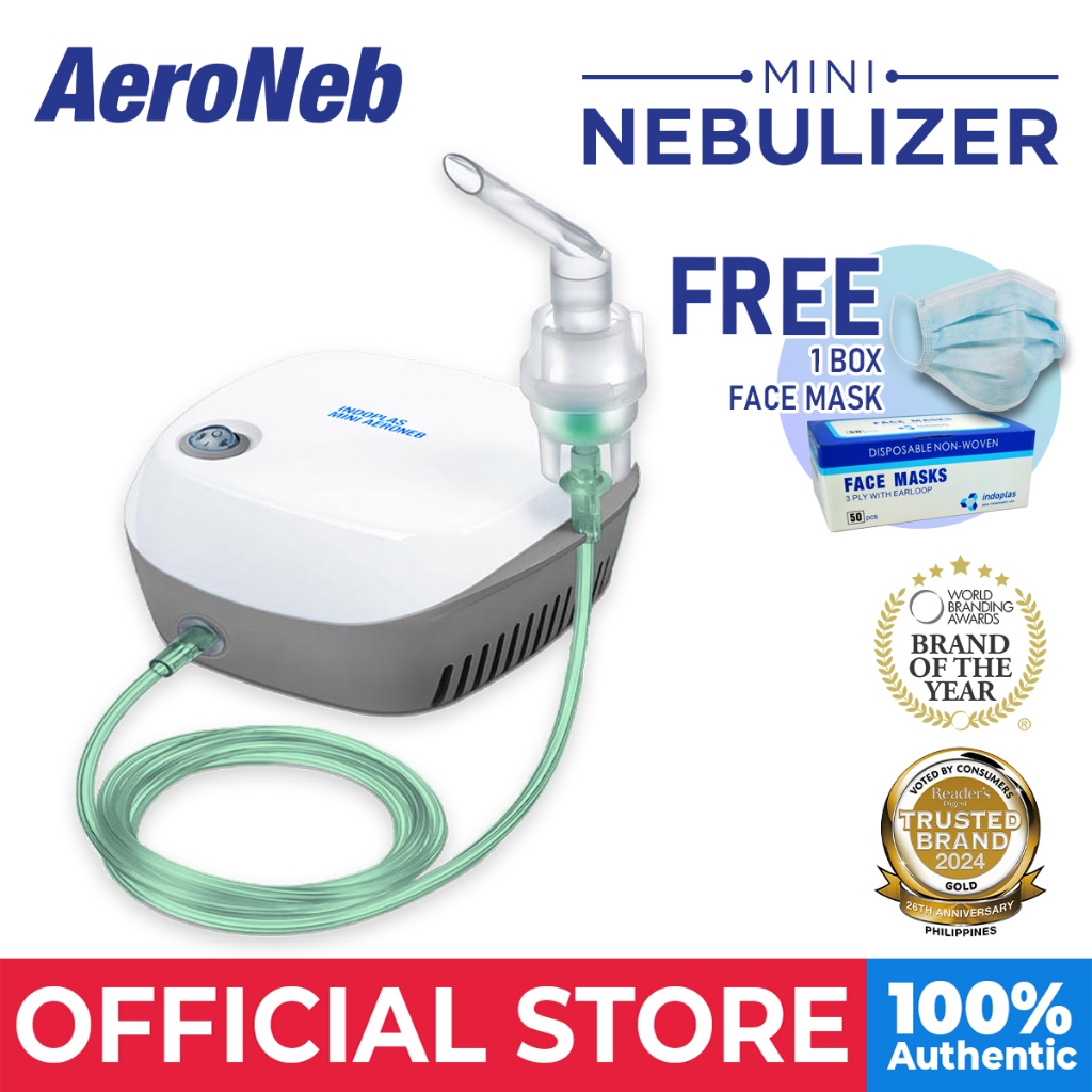 Indoplas Aeroneb Mini Nebulizer with FREE 1 BOX OF FACE MASK | Shopee ...