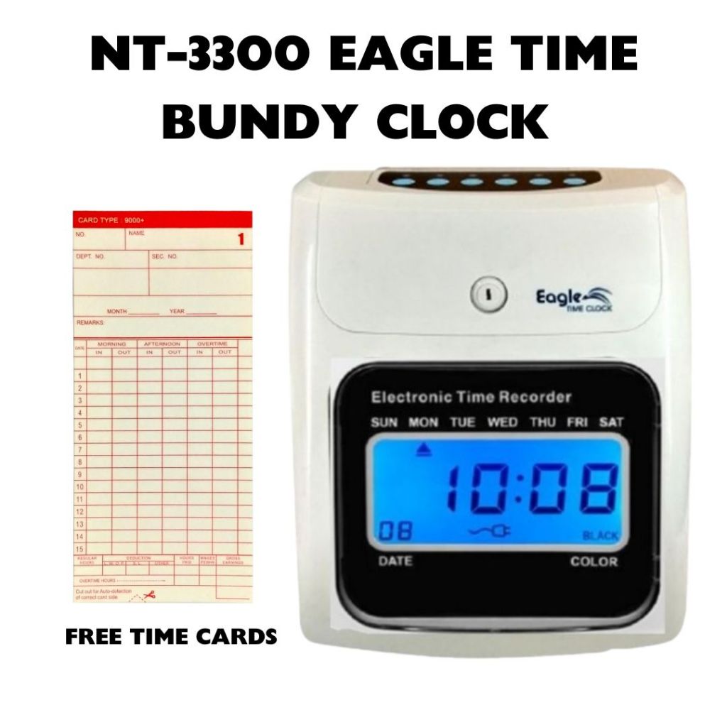 Digital Display Time Recorder Time Attendance Bundy Clock w/ FREE Time ...