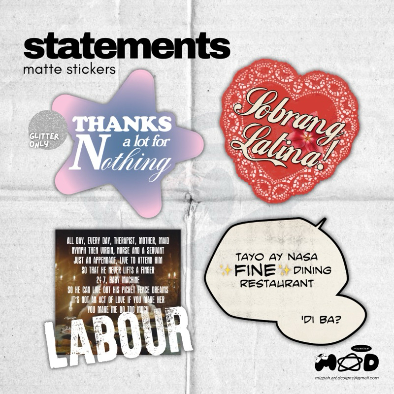 Statement & Meme Matte Waterproof Sticker, Labour, Sobrang Latina, Fine ...