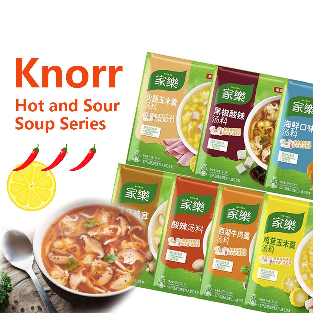 Knorr Chinese Instant Soup Mixes Hot & Sour, Chicken & Corn, Mushroom ...