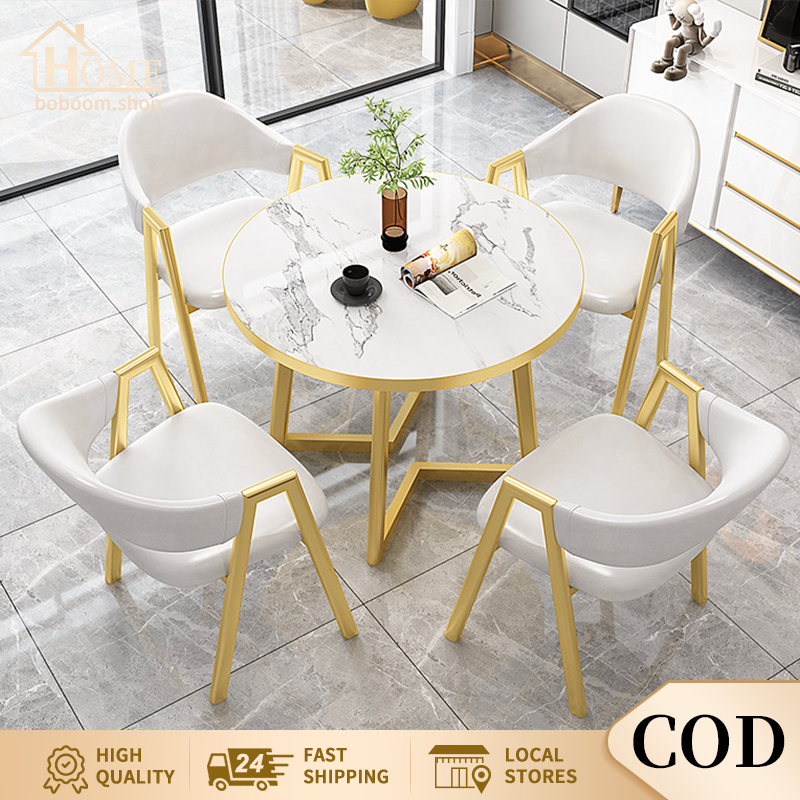 ♬COD♬Round Dining Table Set Modern Kitchen Dining Table Simple Small ...