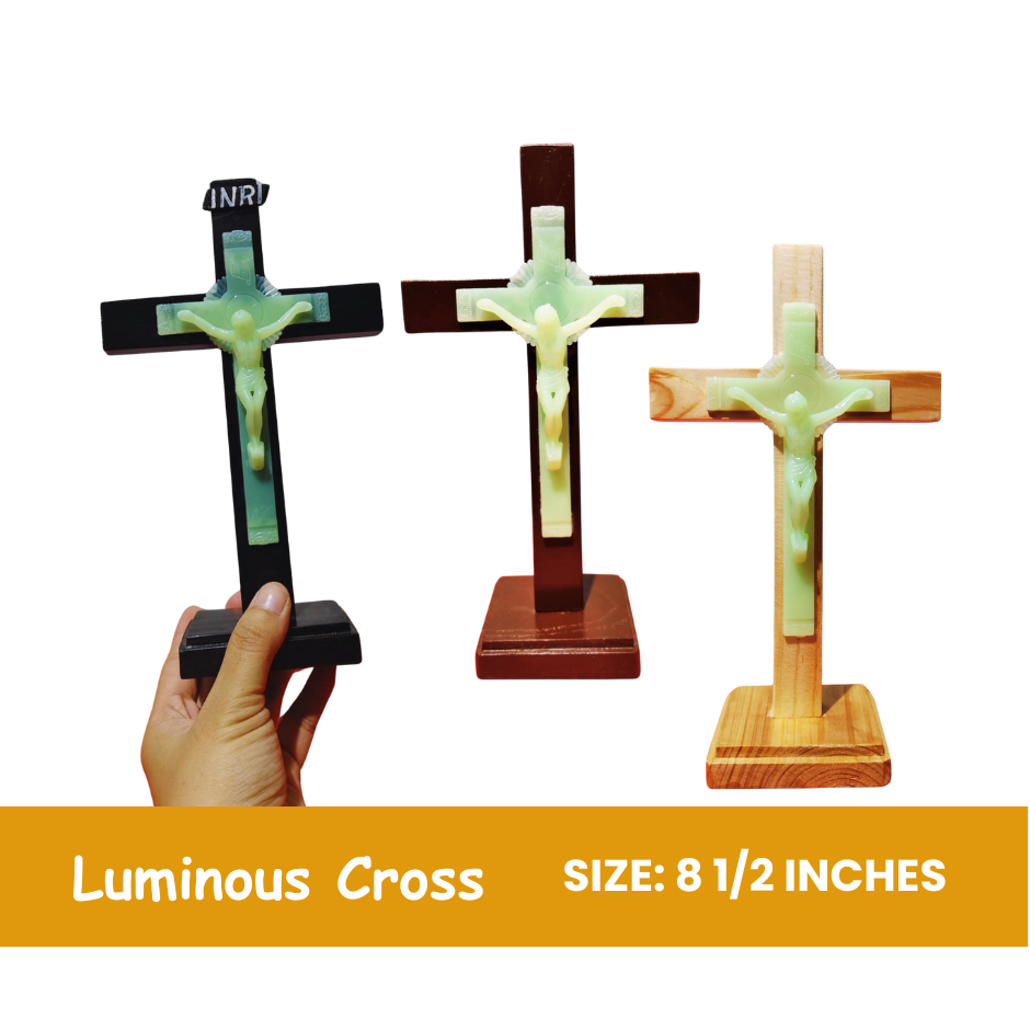 Wooden Luminous Stand Crucifix 8 1/2 inches Altar Luminous Cross Jesus ...