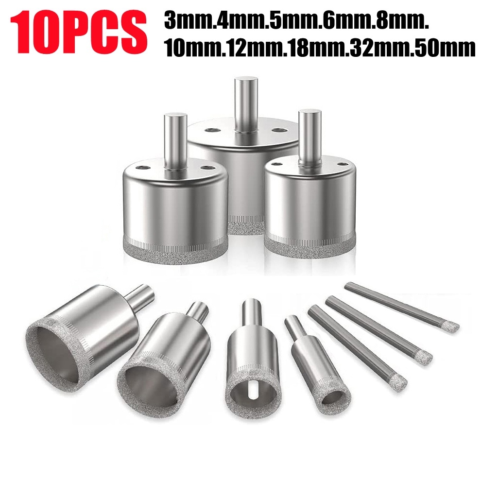 GD 10Pcs/set Diamond Hole Saws Drill Bit Saw Set Cut Holes In Tile ...