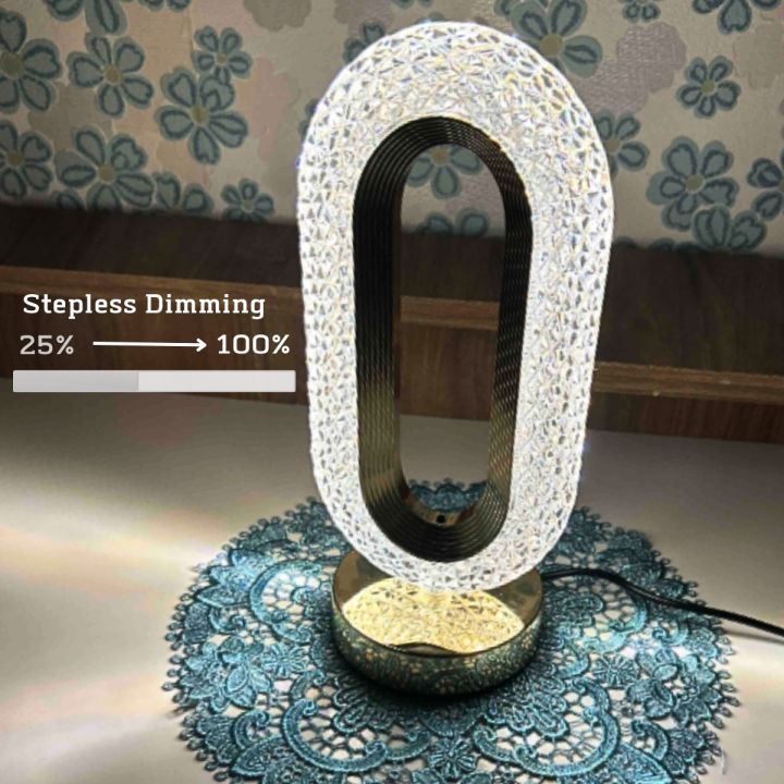 Luxury LED Touch Table Lamp Crystal Diamond Night Light 3 Color ...