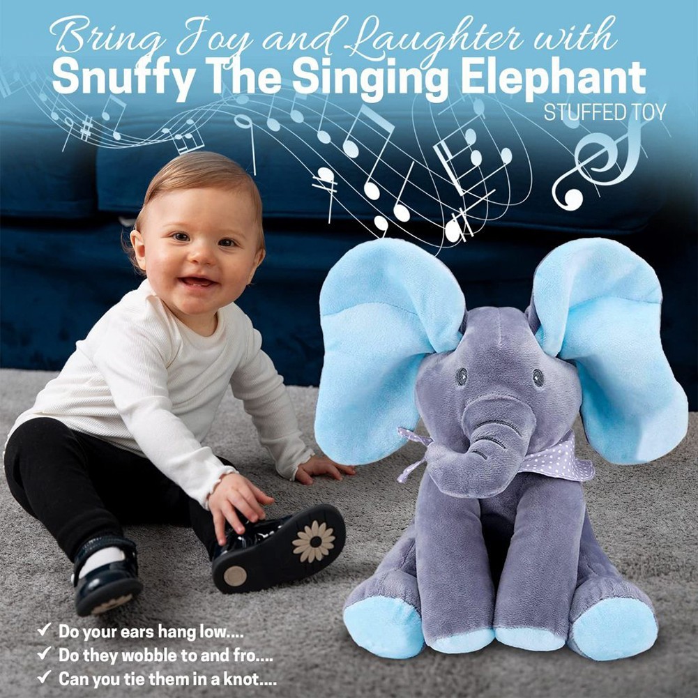 Toybus Singing Elephant Plush Toy Ears Moving Interactive Toy Stuffed ...