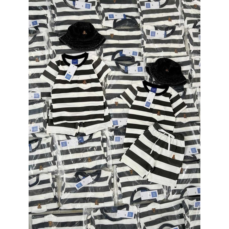 KD43 Kids wear ootd G4P stripes boy terno w/ bucket hat for 1-7yrs old ...