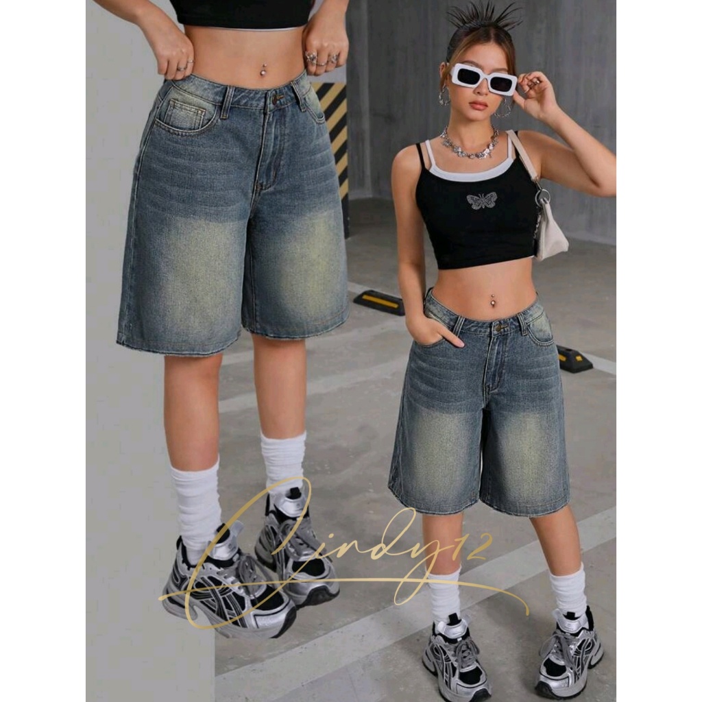 Cindy12 Trendy Wash Jorts - Simple Style Denim Jorts for Daily | Shopee ...