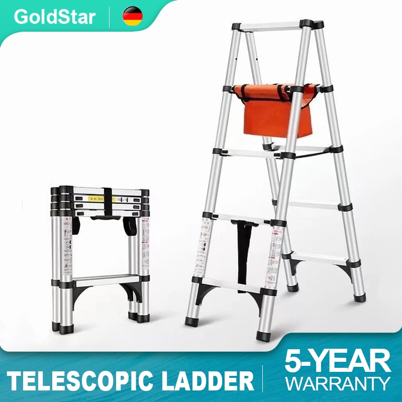 Gold Star 1.3M Telescopic Foldable Ladder Folding Aluminum Ladder ...