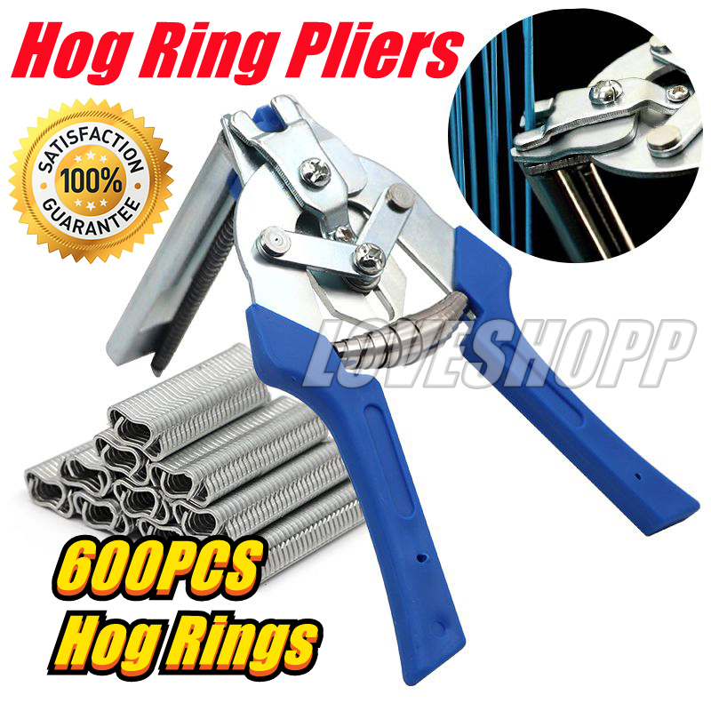 Hog Ring Pigpen Pliers+600 Pieces M Nail Pliers Fences Fences Wire Rings Gabion Nets Poultry ...