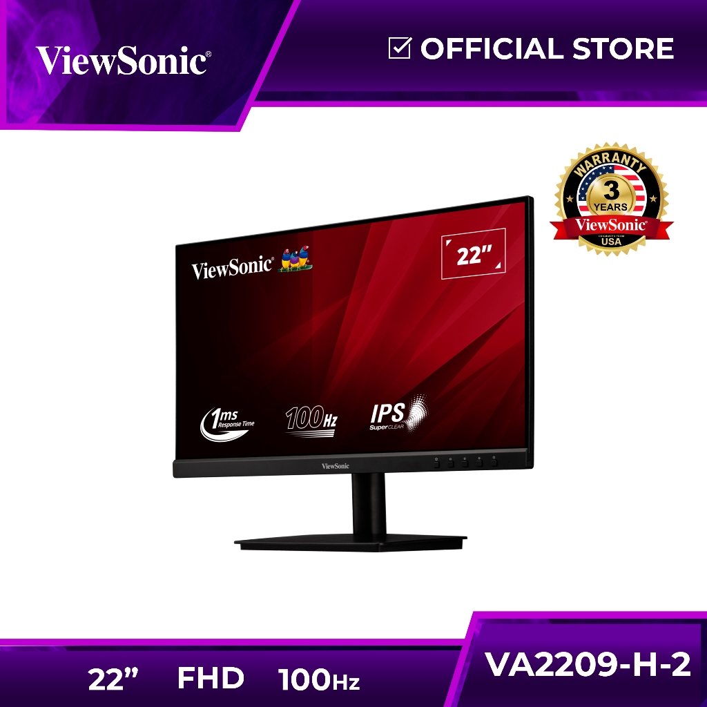 ViewSonic VA2209-H-2 22" FHD 1920 x 1080 100Hz IPS Technology 1ms Eye ...