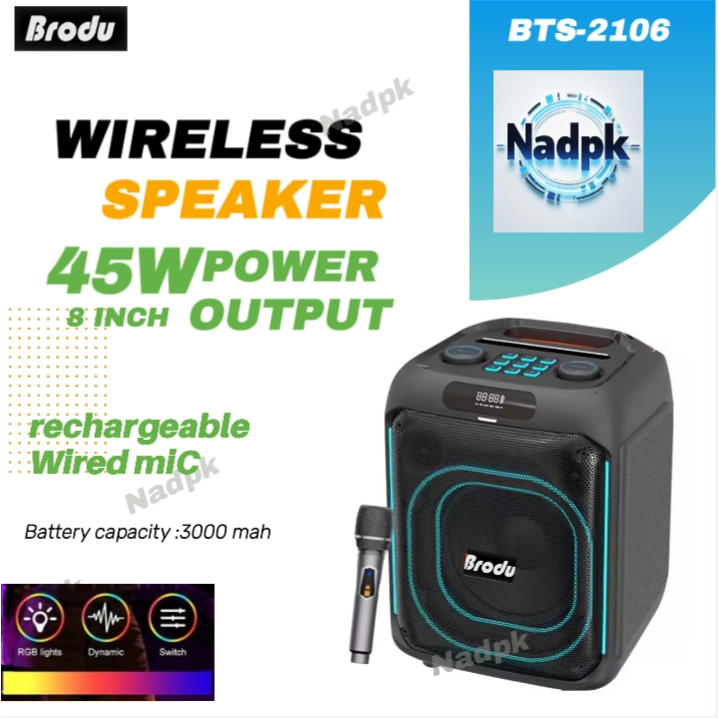 Brodu Series RGB Portable Subwoofer Karaoke Wireless Bluetooth Speaker ...