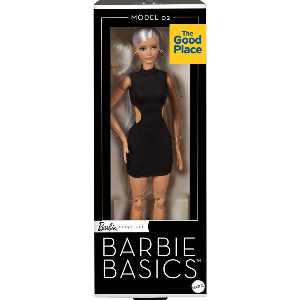 MATTEL Barbie Basics 02 Doll Blonde Hair Black Mini Dress & Gladiator ...