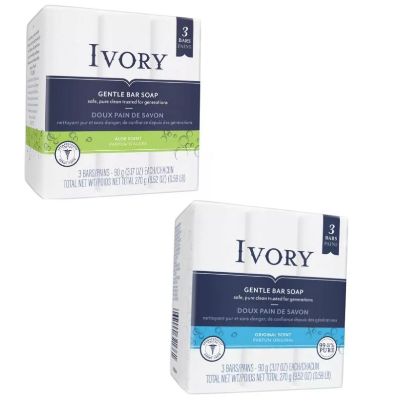 Ivory Gentle Bar Soap Original or Aloe Scent 90g x 3pcs | Shopee Philippines