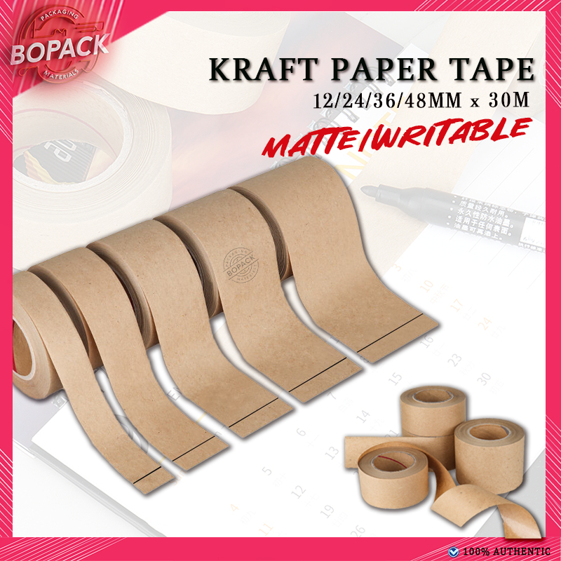30M kraft Matte paper tape Brown Writable adhesive tape for packaging ...