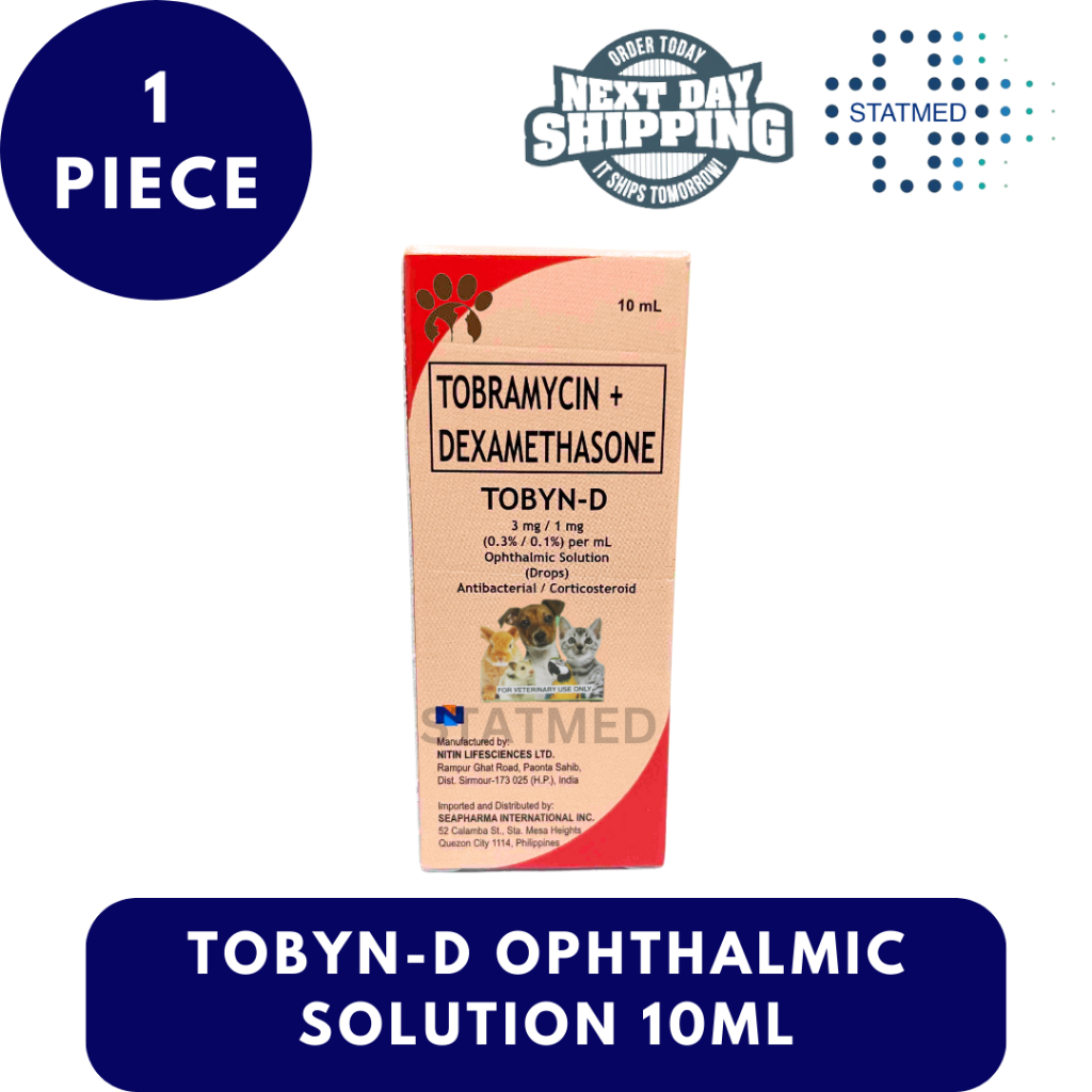 Tobyn-D Tobramycin + Dexa Ophthalmic Solution Eye Drops 10mL For Pets ...