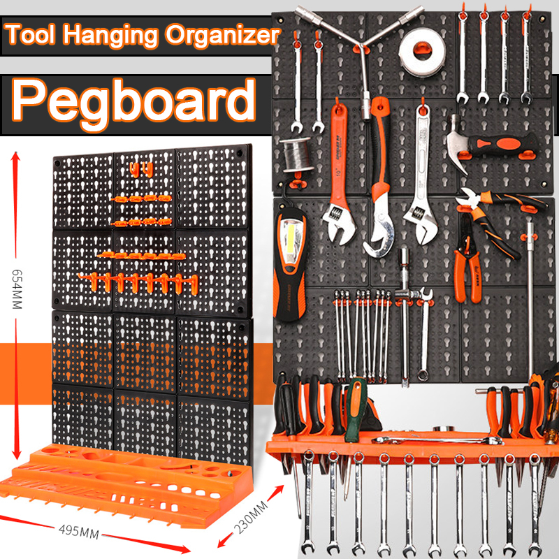 Wall-Mounted Tools Organizer Strong Hanging Board Garage Rack Pegboard ...
